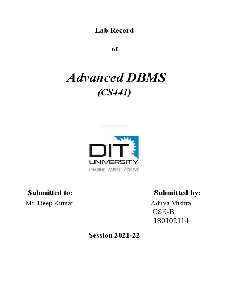 Adbms Lab File | PDF | Pl/Sql | Variable (Computer Science) Adbms Lab File | PDF | Pl/Sql | Variable (Computer Science)