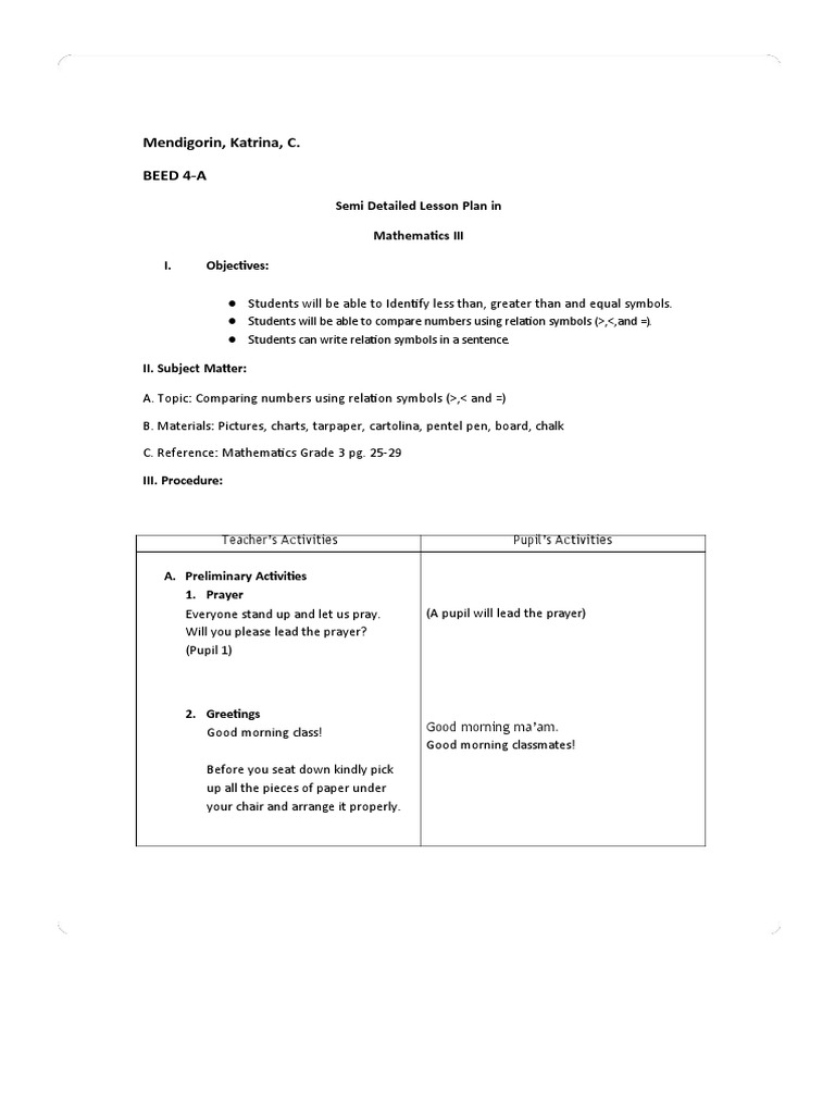 7 Lesson Plan Math | PDF | Mathematics | Science