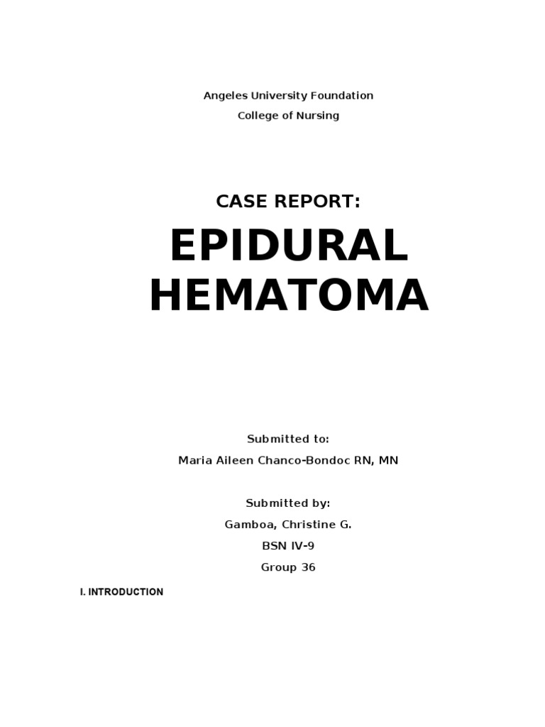 Epidural Hematoma Case Report | PDF | Traumatic Brain Injury | Skull
