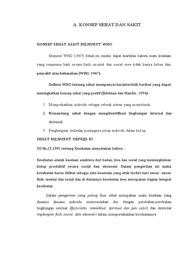 PDF Konsep Sehat Dan Sakit Dalam Epidemiologi Kesehatan | PDF