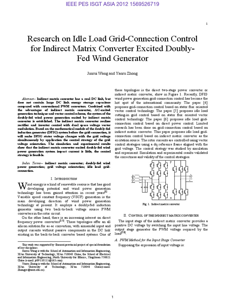 Research On Idle Load Grid Connection Control For Indirect Matrix Converter Excited Doubly Fed