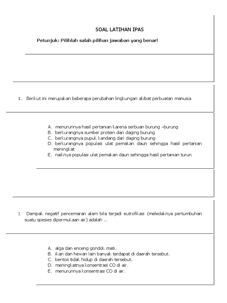 Soal Latihan Ipas SMK 1 | PDF