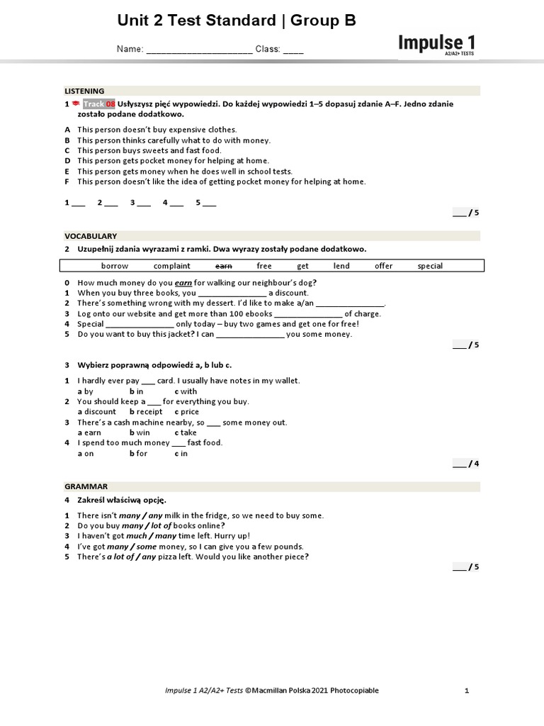 Unit 2 Test Standard B | Download Free PDF | Money | Economies