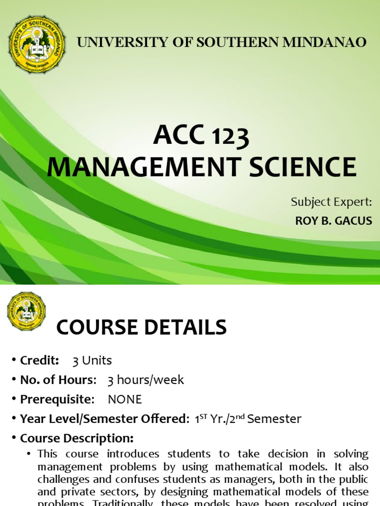 1 Introduction To The Subject Matter ACC 123 | PDF
