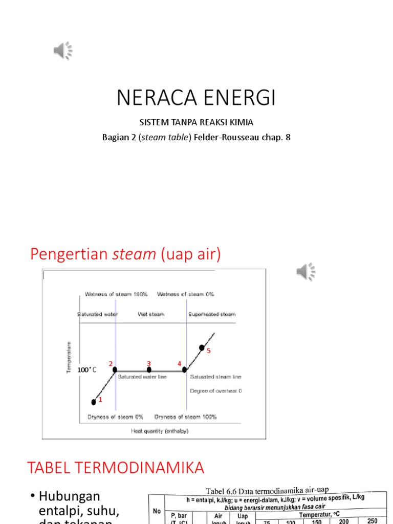 Neraca Energi & Steam Table | PDF