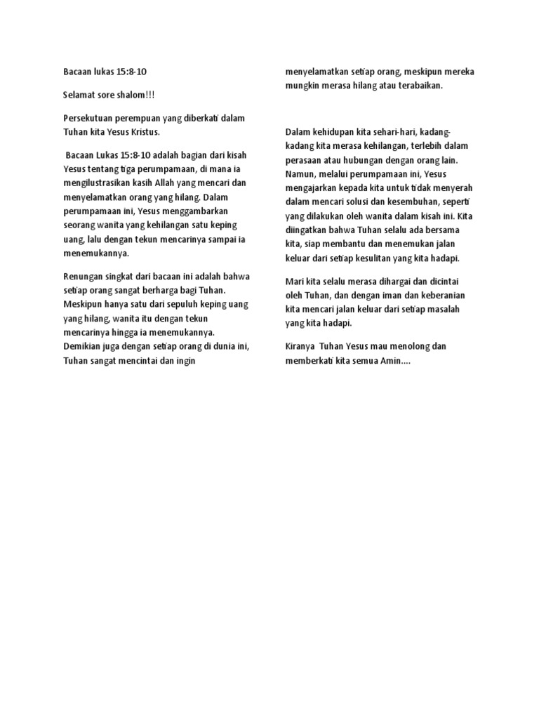 Bacaan Lukas 15-WPS Office | PDF