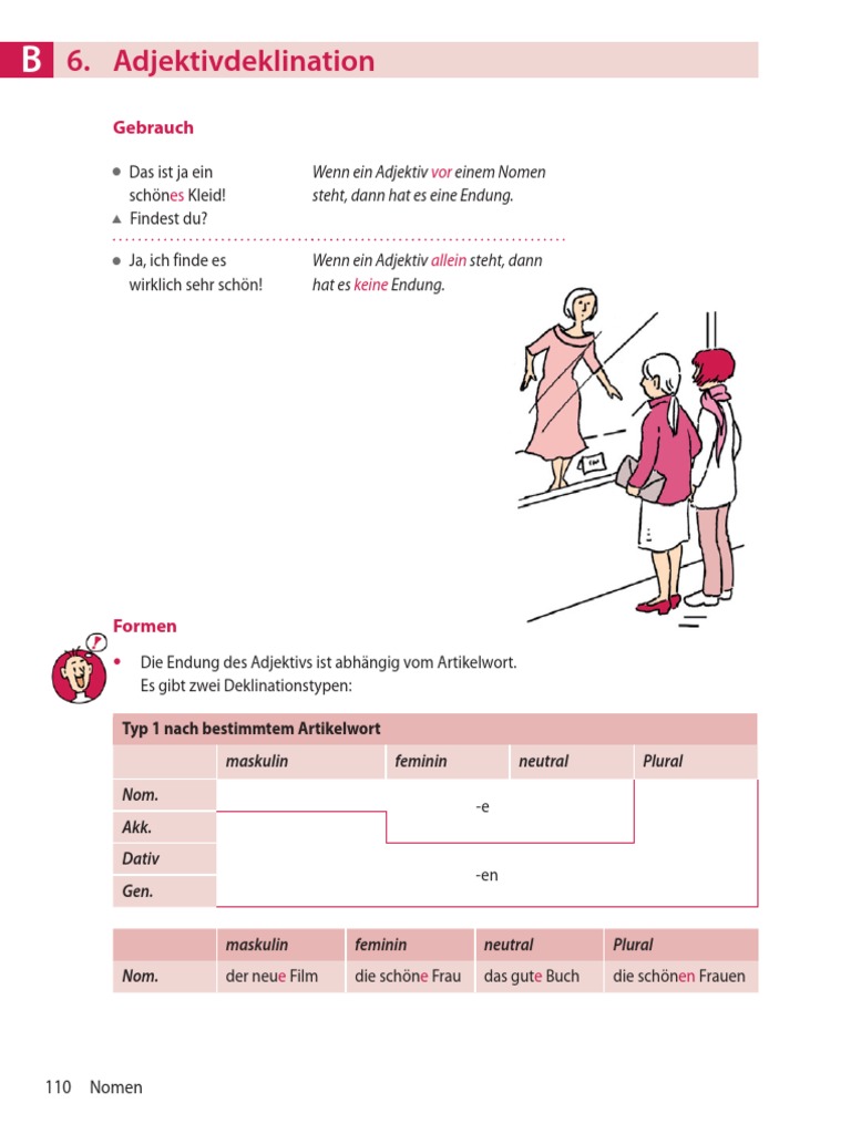 Adjektivdeklination - Übungen | PDF