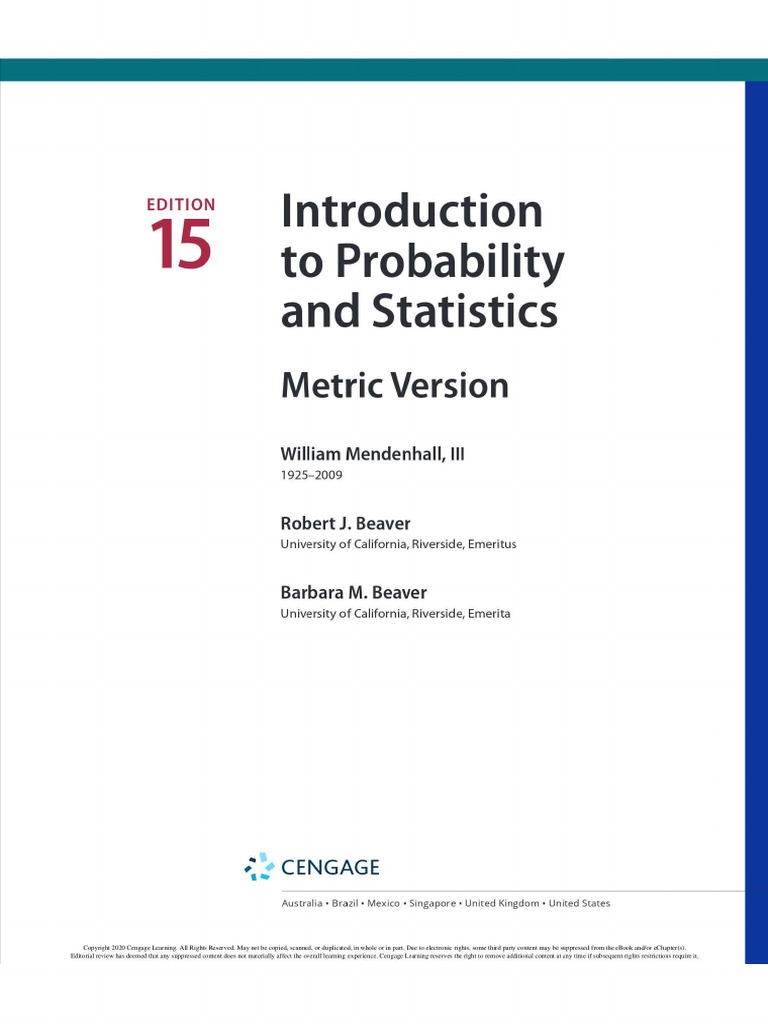Introduction To Probability and Statistics 15th Edition | PDF ... Introduction To Probability and Statistics 15th Edition | PDF ...