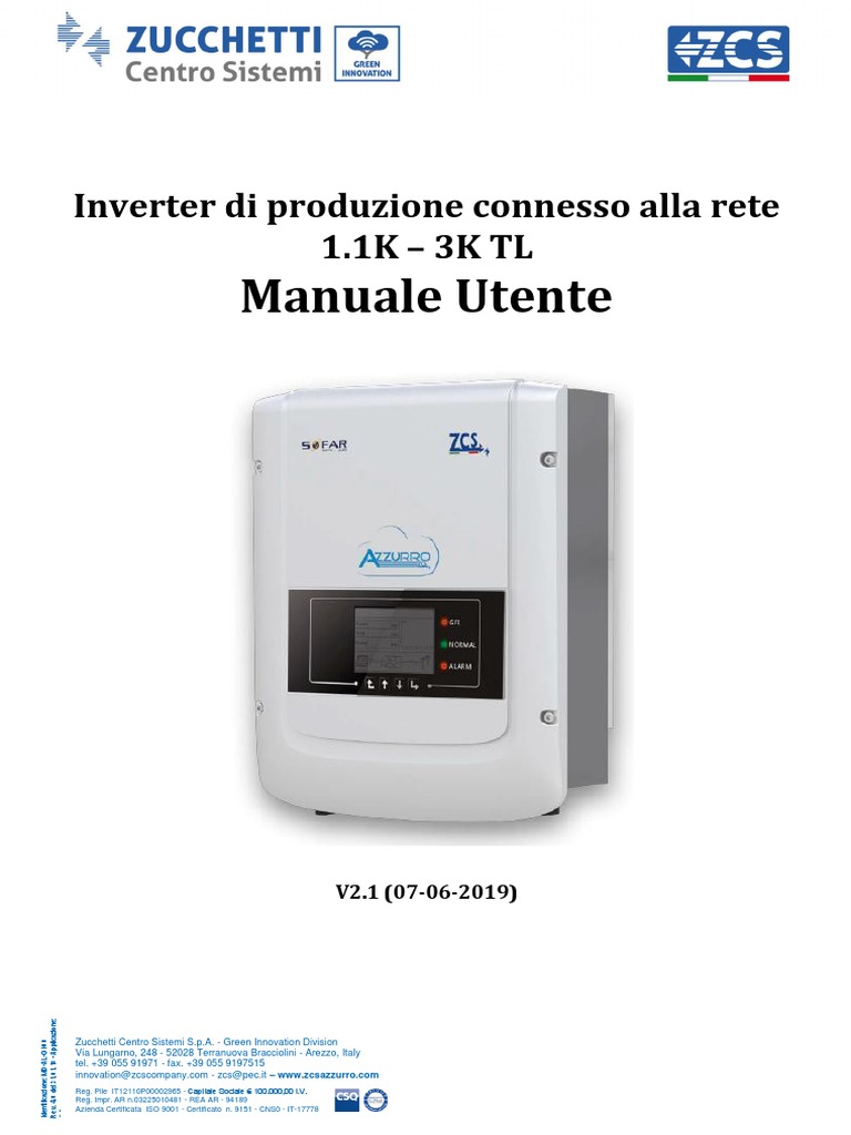 Manuale ZCS 1-3 TL 2021 | PDF