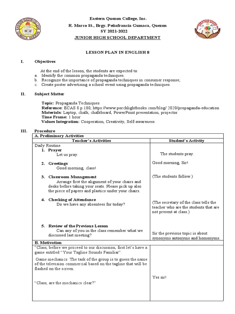 KD Lesson Plan in English 8 DAY 3 | PDF