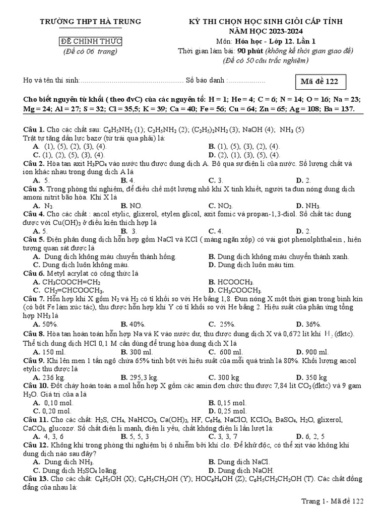 HT Hoa 2023 hsg12 Lan 1.. | PDF