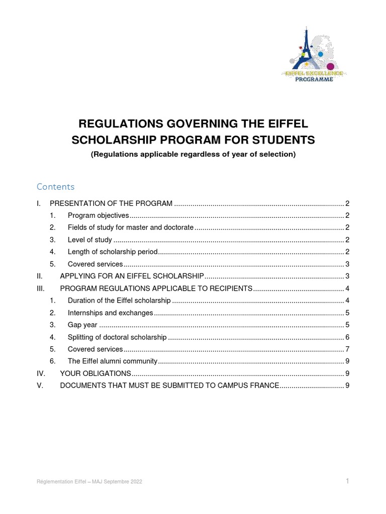 Eiffel Programme Rules 2023 Session | PDF | Doctorate | Internship