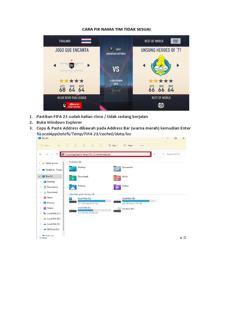 (Id) Cara Fix Nama Tim Tidak Sesuai | PDF