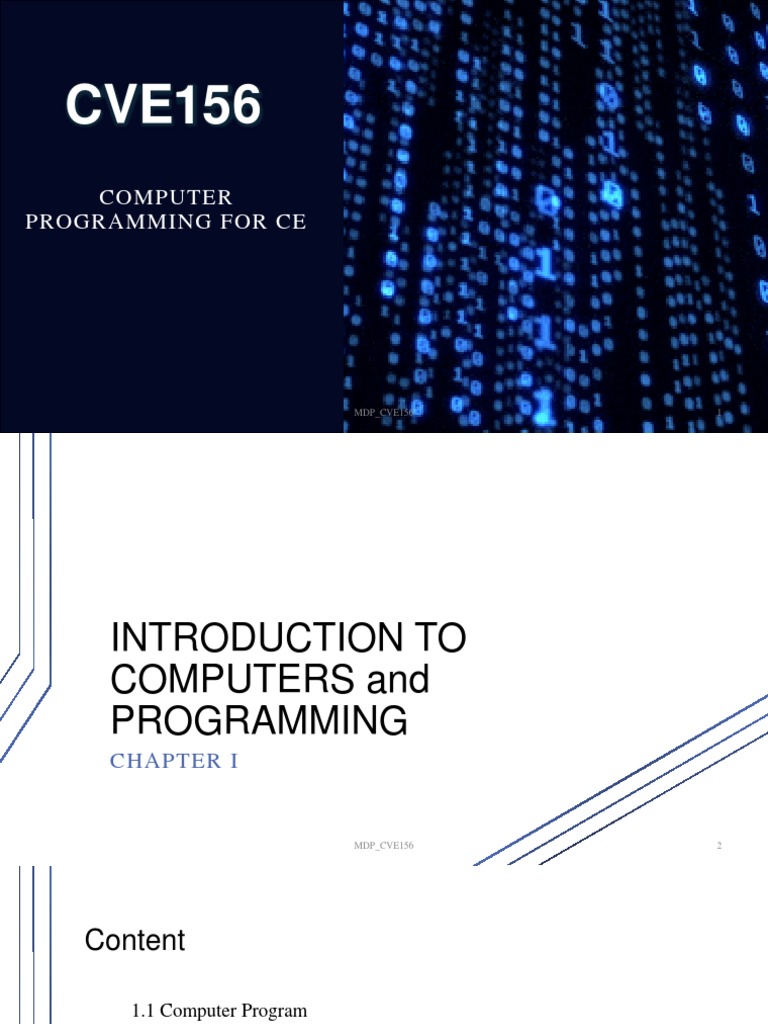 Cve156 Chap 1 Introduction To Computers and Programming | PDF