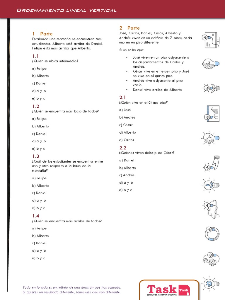Matematica - Ordenamiento Lineal Vertical | PDF