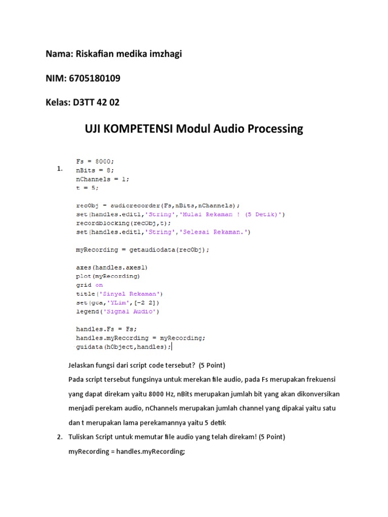 UJI KOMPETENSI Modul Audio Processing | PDF