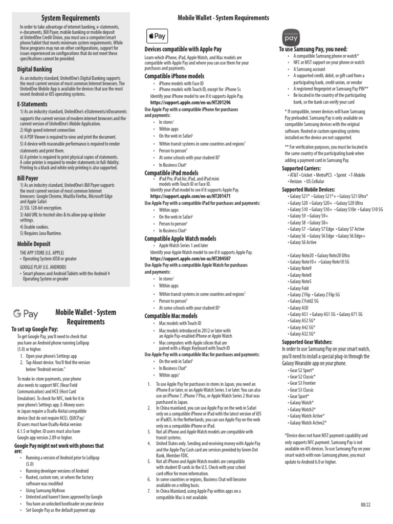 System Requirements | PDF | Apple Pay | I Phone