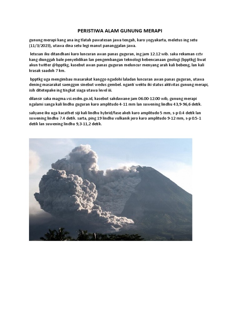 Peristiwa Alam Gunung Merapi | PDF