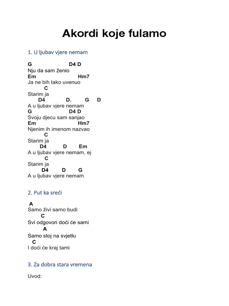Akordi Koje Fulamo | PDF