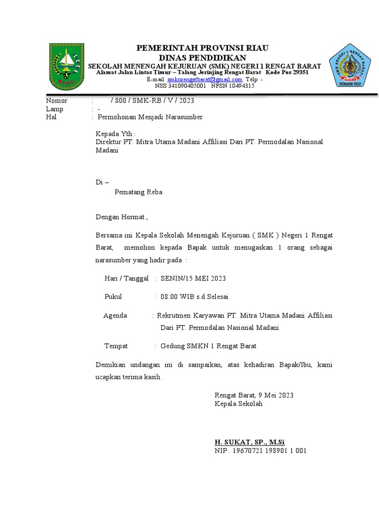 Surat Undangan PT - PNM | PDF