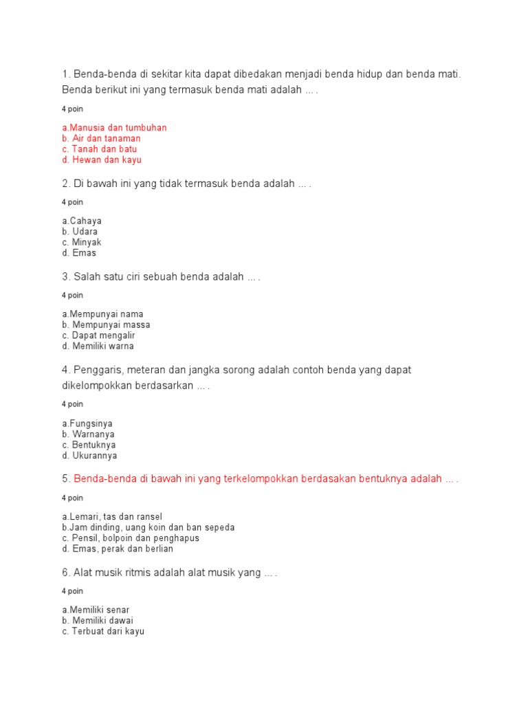 Soal Pas Tema 3 SB 1 | PDF