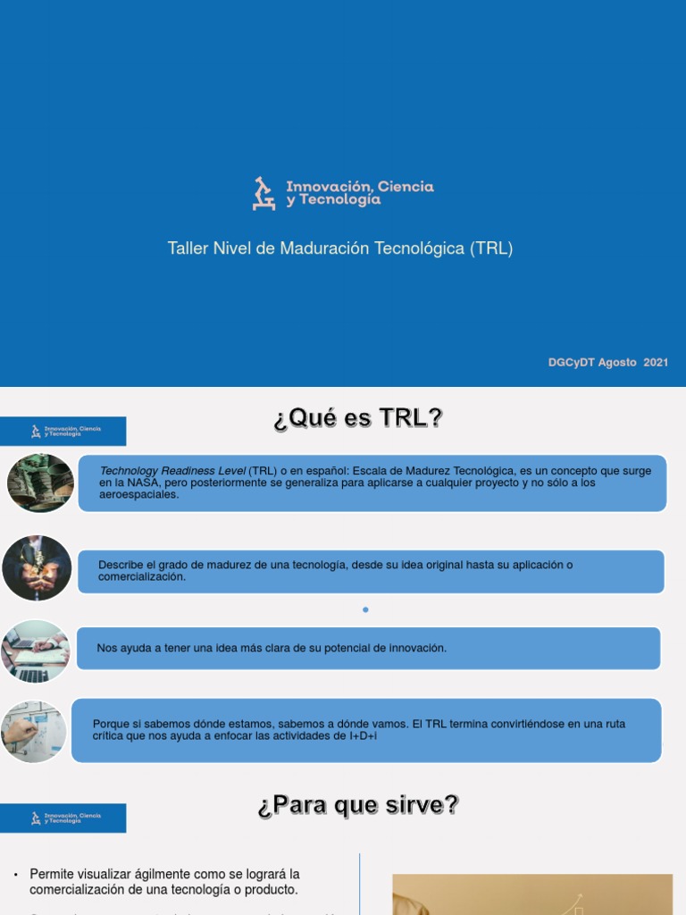 Taller Nivel de Maduración Tecnológica (TRL) | PDF | Ensayo clínico | Investigación y desarrollo
