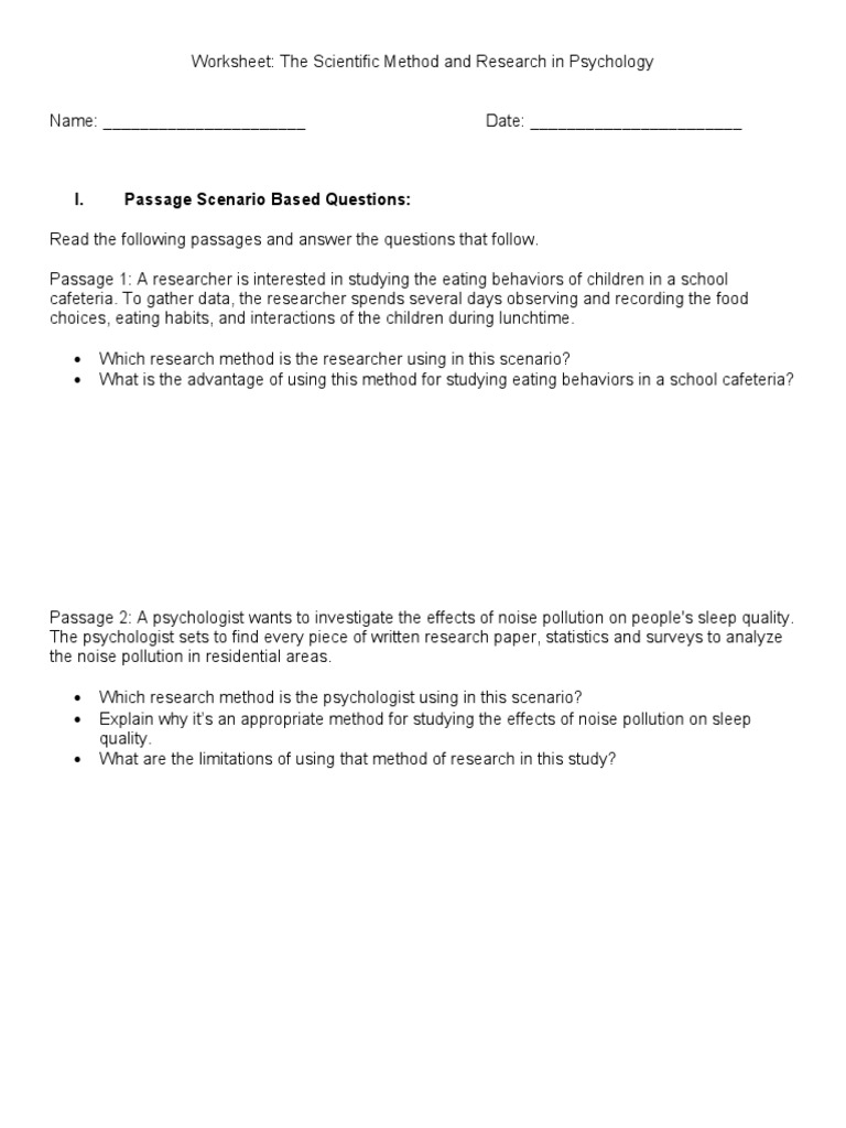 Worksheet Scientific Method and Research Pt1 | PDF | Science & Mathematics