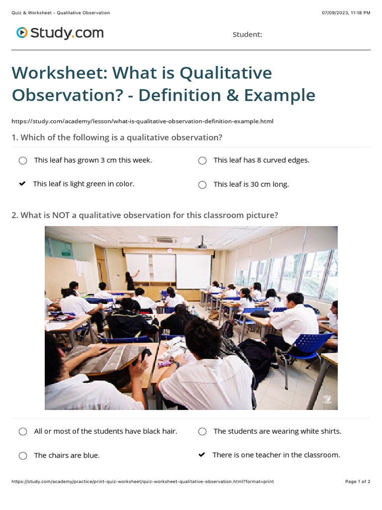 Quiz & Worksheet - Qualitative Observation Ans | PDF | Computers