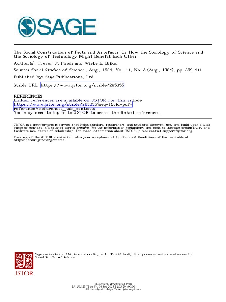 Pinch & Bijker - The Social Construction of Facts and Artefacts | PDF ...
