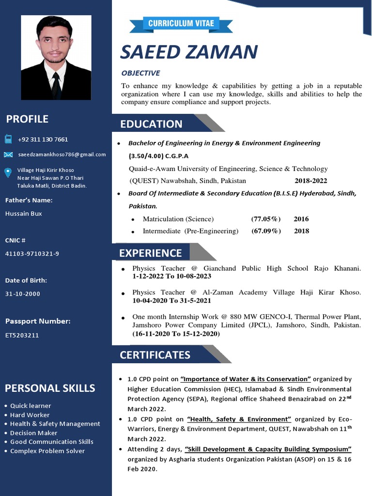 Saeed Zaman CV | PDF