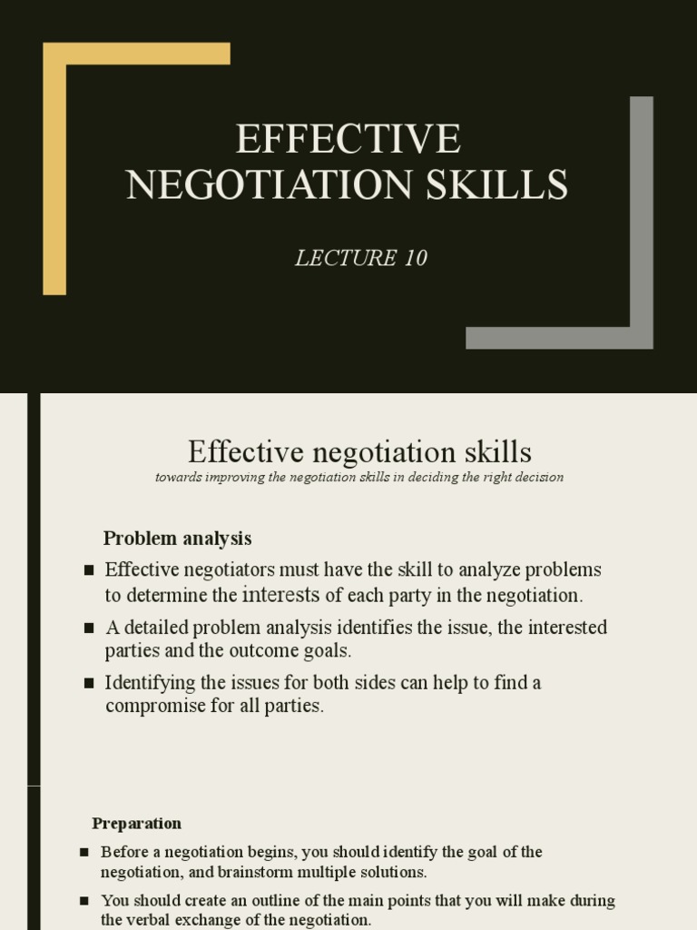 LECTURE 10 Effective Negotiation Techniques | PDF | Negotiation | Nonverbal Communication