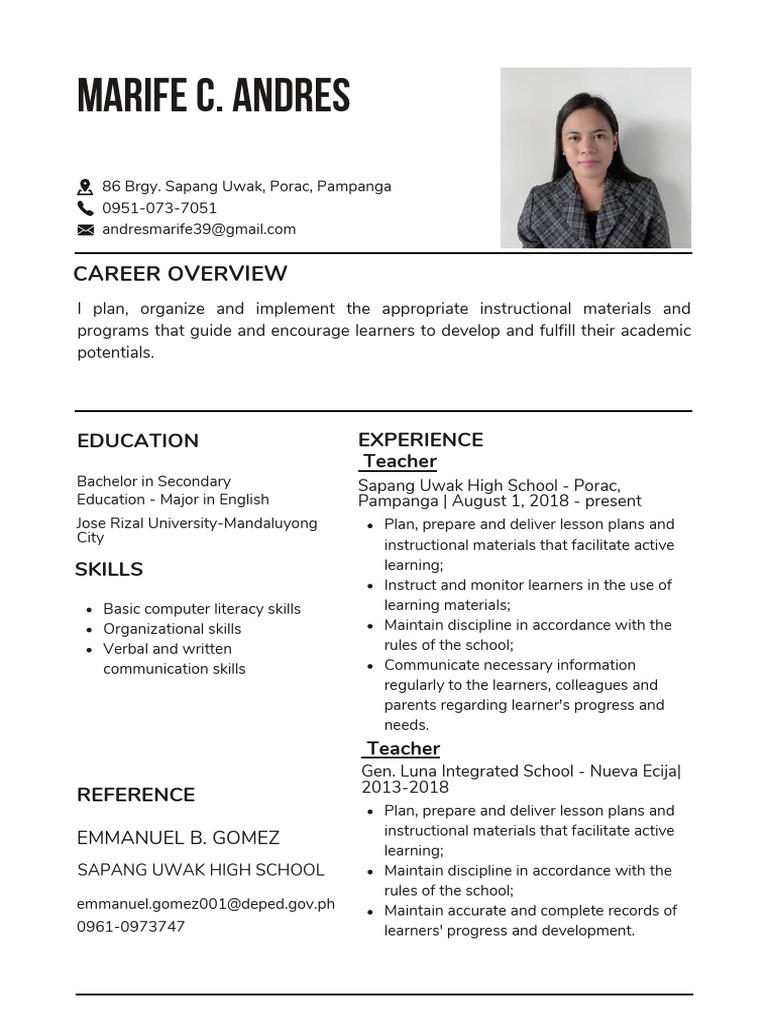 Black and White Simple Office Assistant Resume | PDF