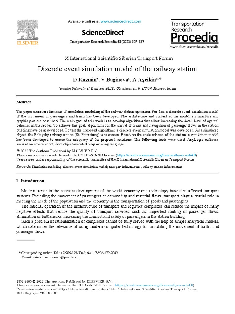 Discrete Event Simulation Model of The Railway Station | PDF | Simulation | Transport