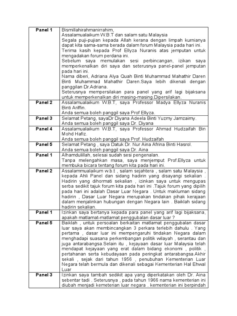 Skrip Forum Sejarah 1 | PDF