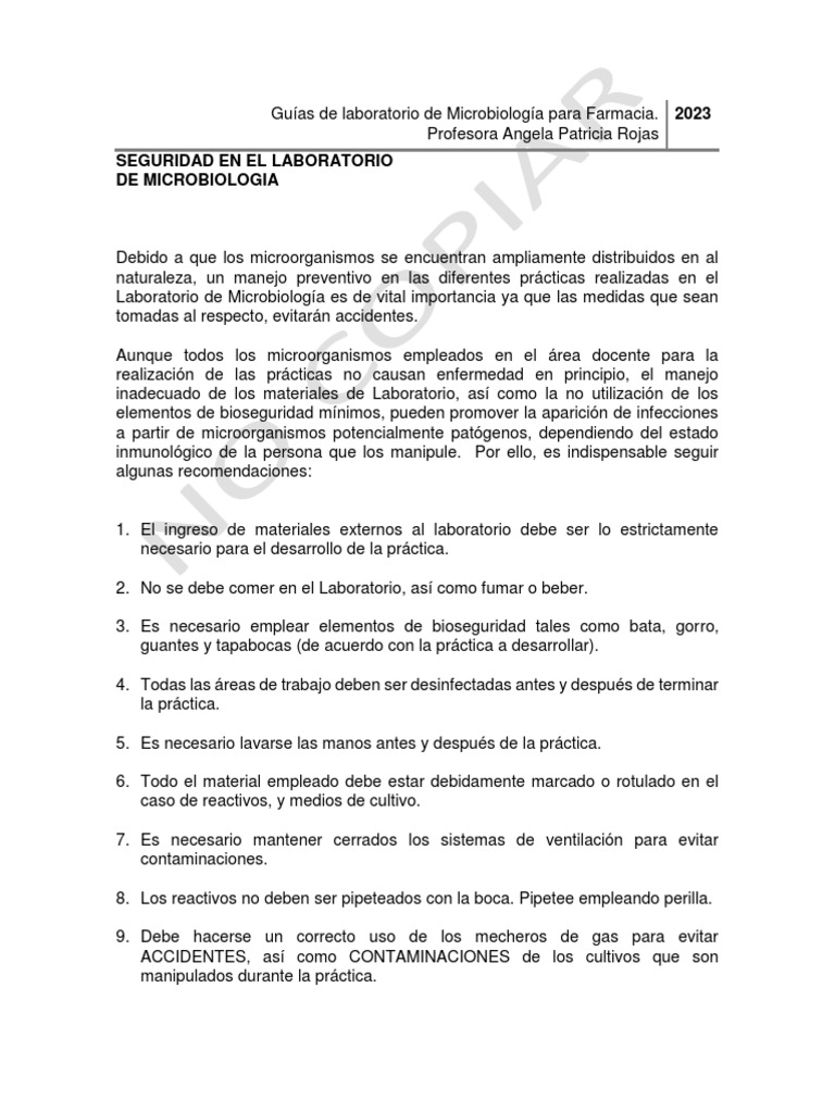 Seguridad y Microscopía en Laboratorio | PDF | Tinción | Microscopio