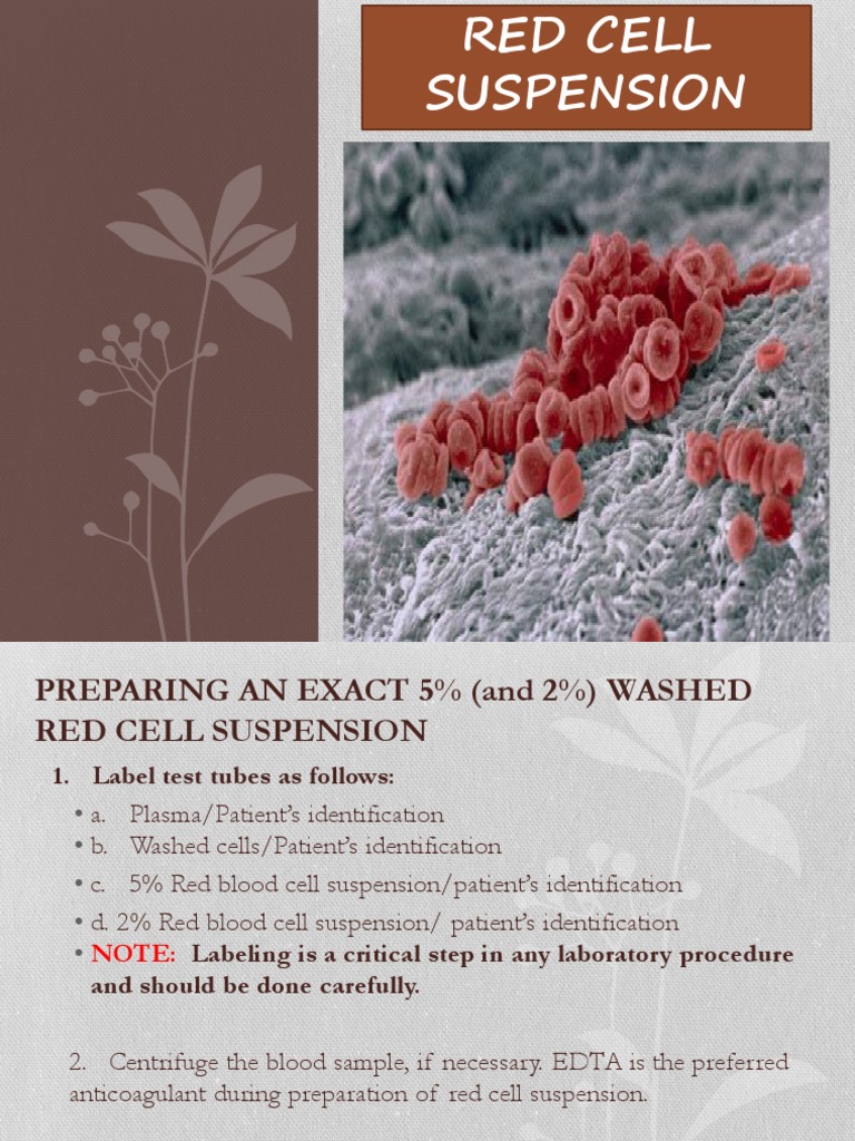 5% Red Cell Suspension Preparation Guide | PDF | Centrifuge | Blood Plasma