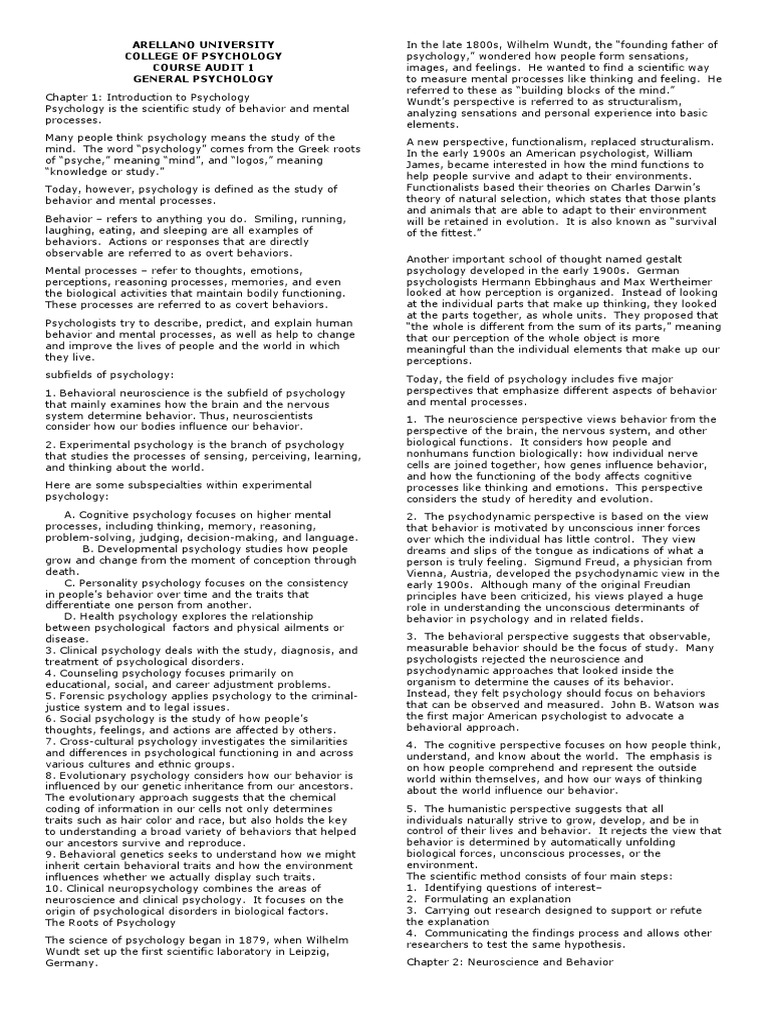 Au PRN General Psychology Handouts Psychology Course Audit 1 2023 2024 ... Au PRN General Psychology Handouts Psychology Course Audit 1 2023 2024 ...