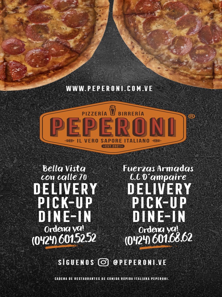 Menú de restaurante Peperoni Pizza (Maracaibo, Zulia, Venezuela) | PDF ...