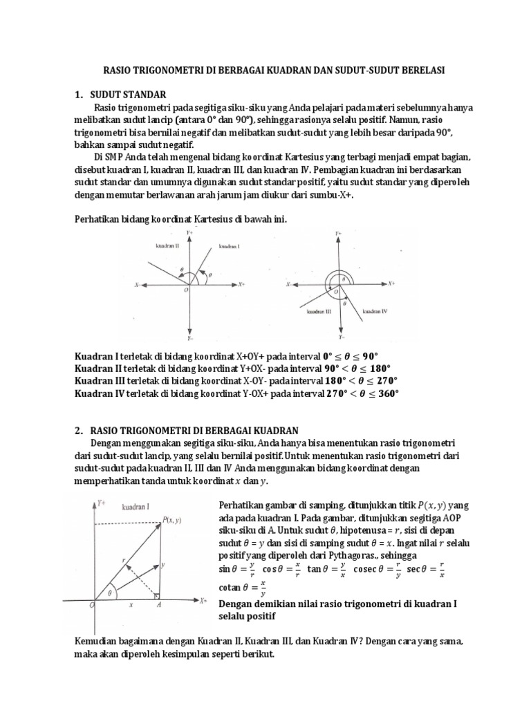Rasio Trigonometri dan Kuadran | PDF