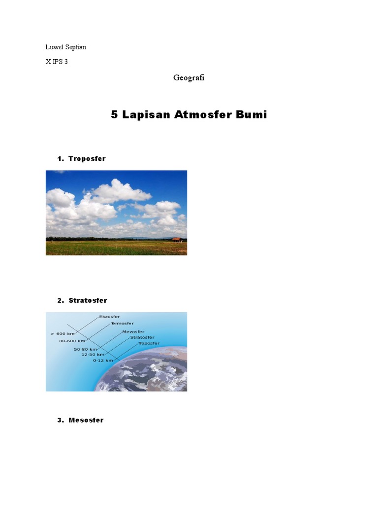 5 Lapisan Atmosfer dan Jenis Awan | PDF | Sains & Matematika | Dewasa Muda