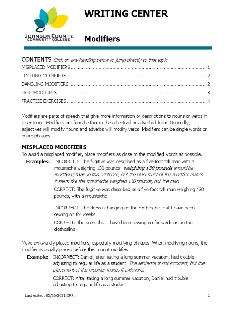 Modifiers | PDF | Adjective | Linguistic Typology