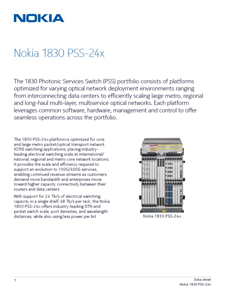 Nokia 1830 PSS-24x Data Sheet EN | PDF | Network Switch | Wavelength Division Multiplexing