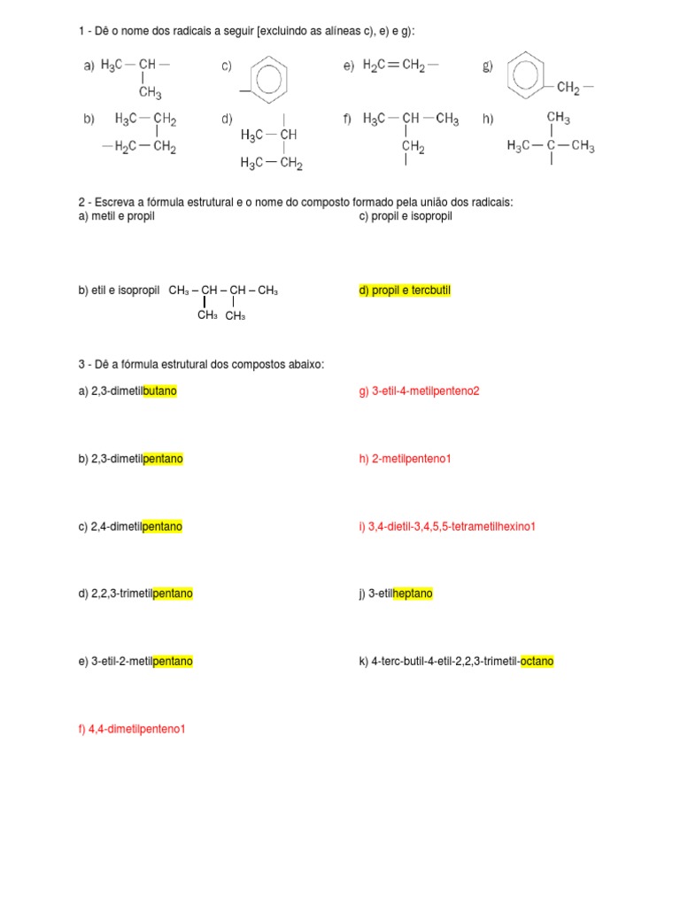 Aula Pratica Alcanos Alcenos Alcinos Pdf Alcano Substancias