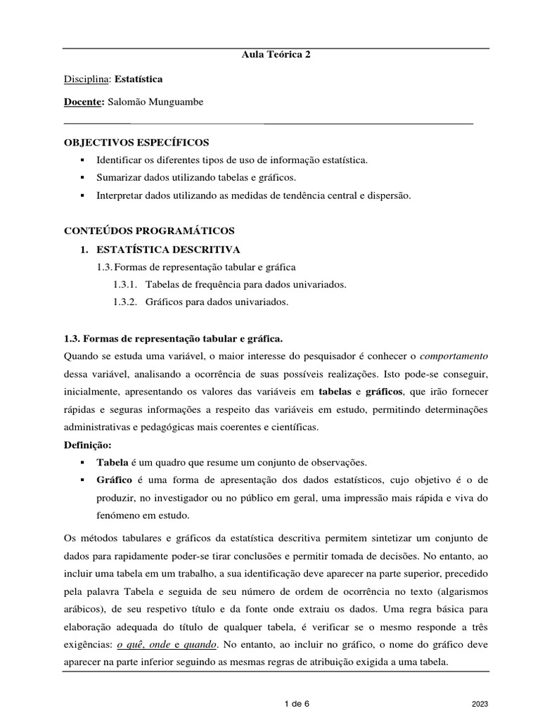 Aula 2 2023 ISCTEM - EGM | PDF | Estatísticas | Histograma