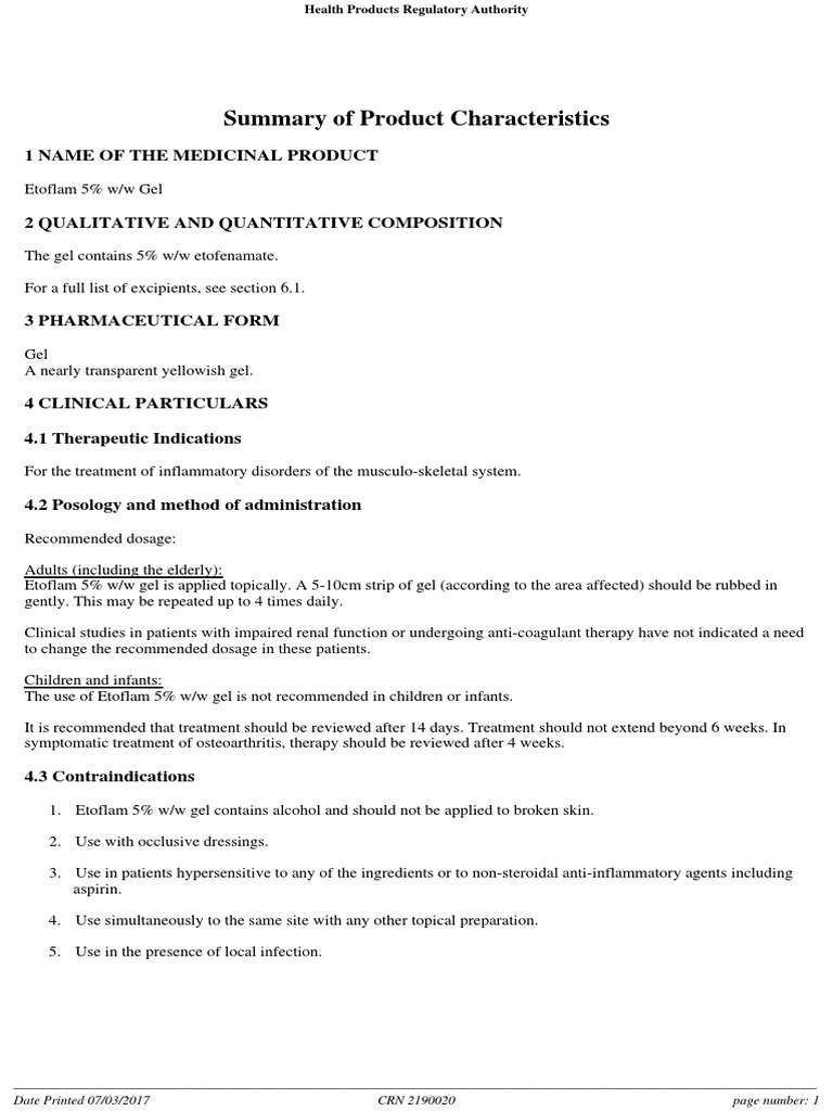Etoflam Gel: Uses, Dosage, and Safety | PDF | Wellness