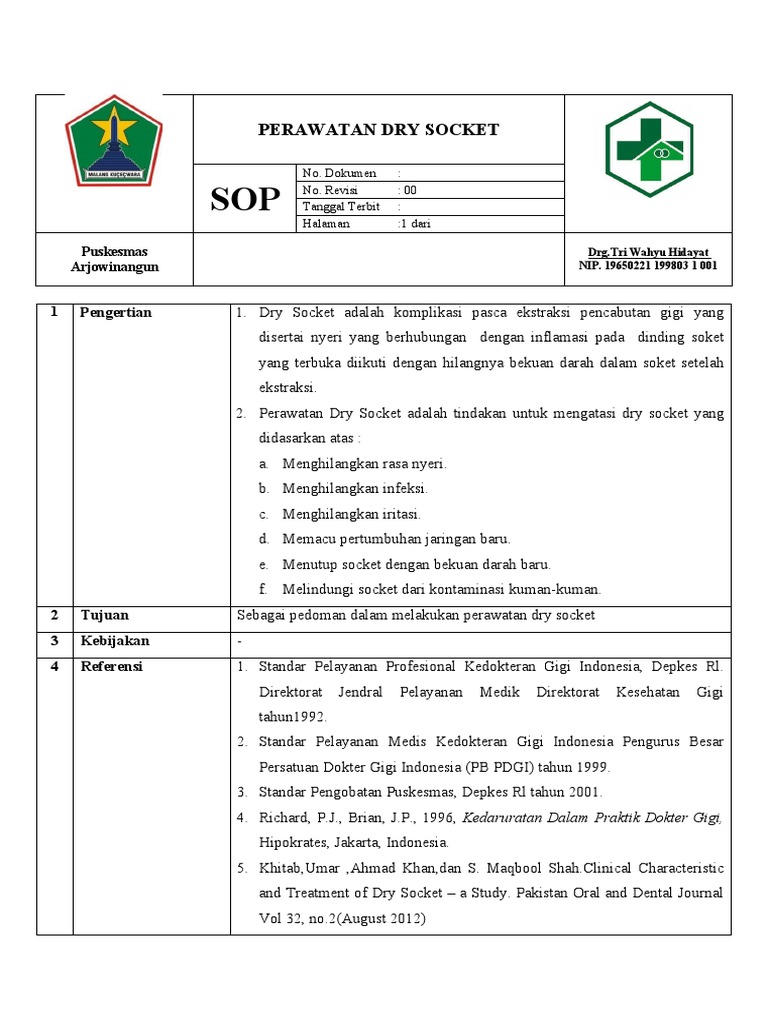 SOP Perawatan Dry Socket | PDF