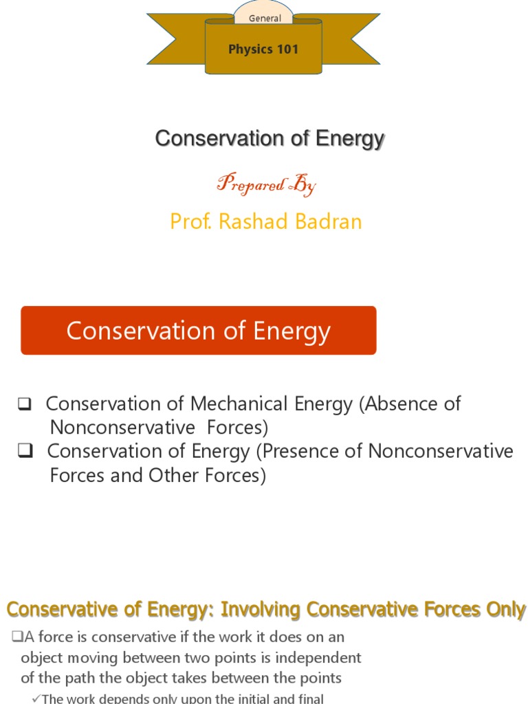 Conservation of Energy Physics 101 | PDF | Force | Kinetic Energy