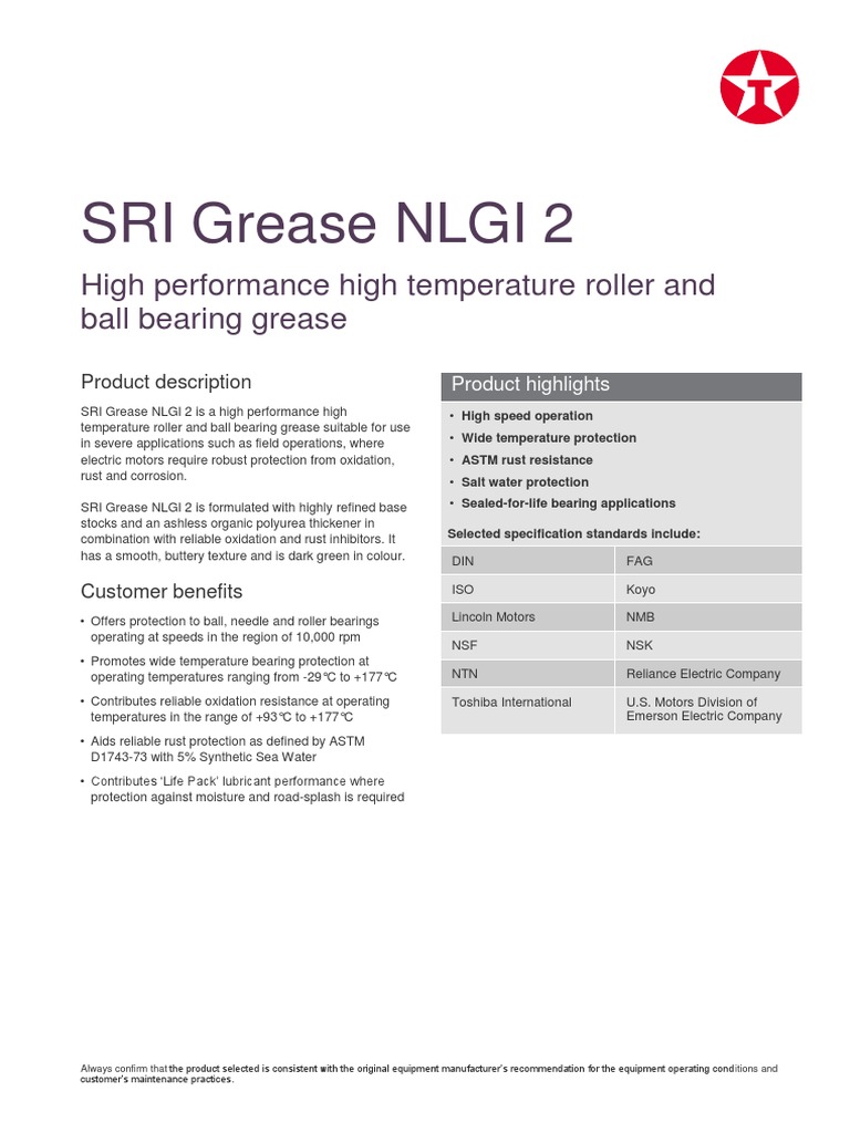 Sri Grease Eng New | PDF | Bearing (Mechanical) | Rust