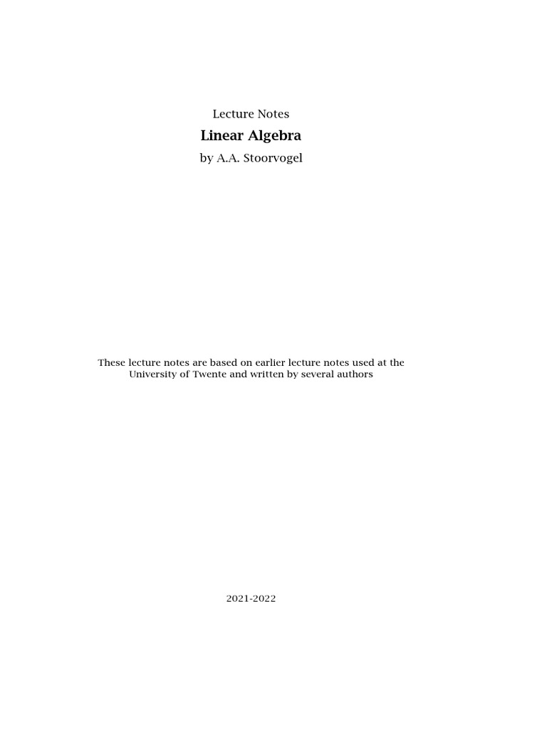 Linear Algebra Coursebook 2021-2022 - University of Twente - Lecture ...