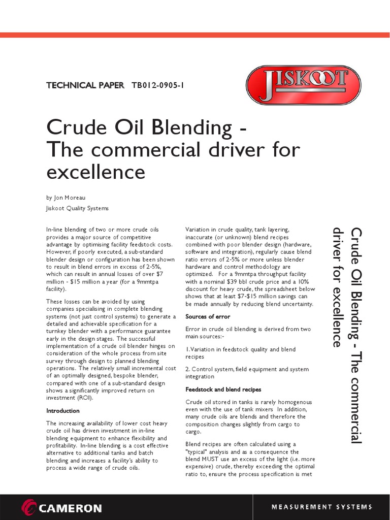 Optimizing Crude Oil Blending Systems | PDF | Flow Measurement | Petroleum